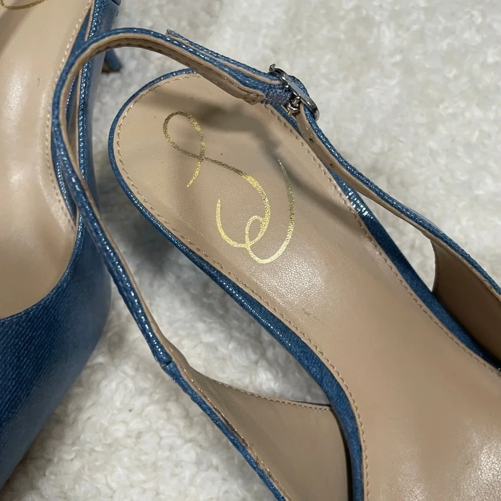 Sam Edelman | Shoes | Sam Edelman Bianka Pumps Blue Denim Patent ...